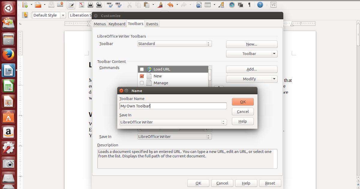 Create Custom Toolbar On Libreoffice
