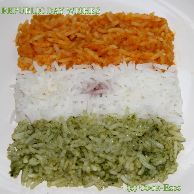 COOK-EZEE: Tri Color Rice and Republic Day Wishes To All my Fellow Indians