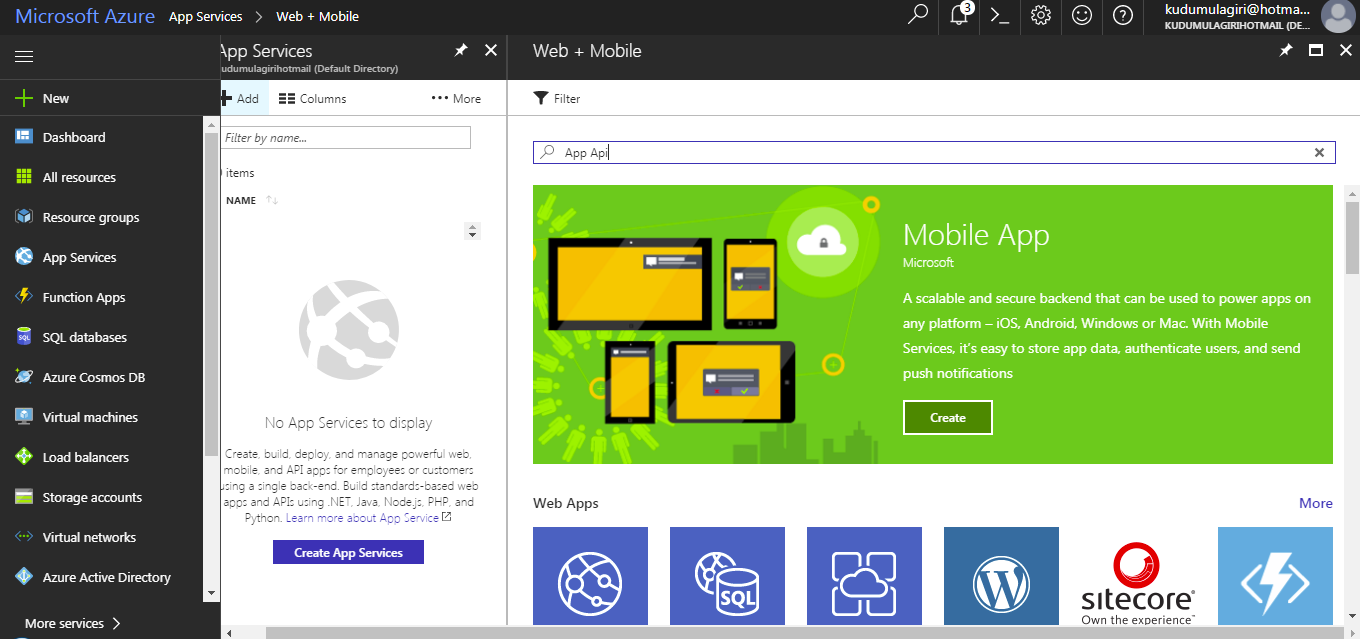 How to create Azure App Api with App service