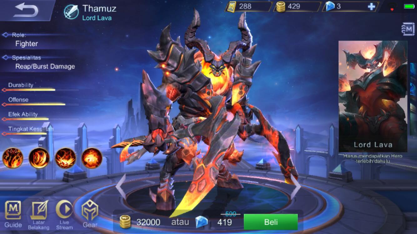 Guide Build Gear Thamuz Savage Tersakit,Terkuat,Terbaik di Mobile Legends
