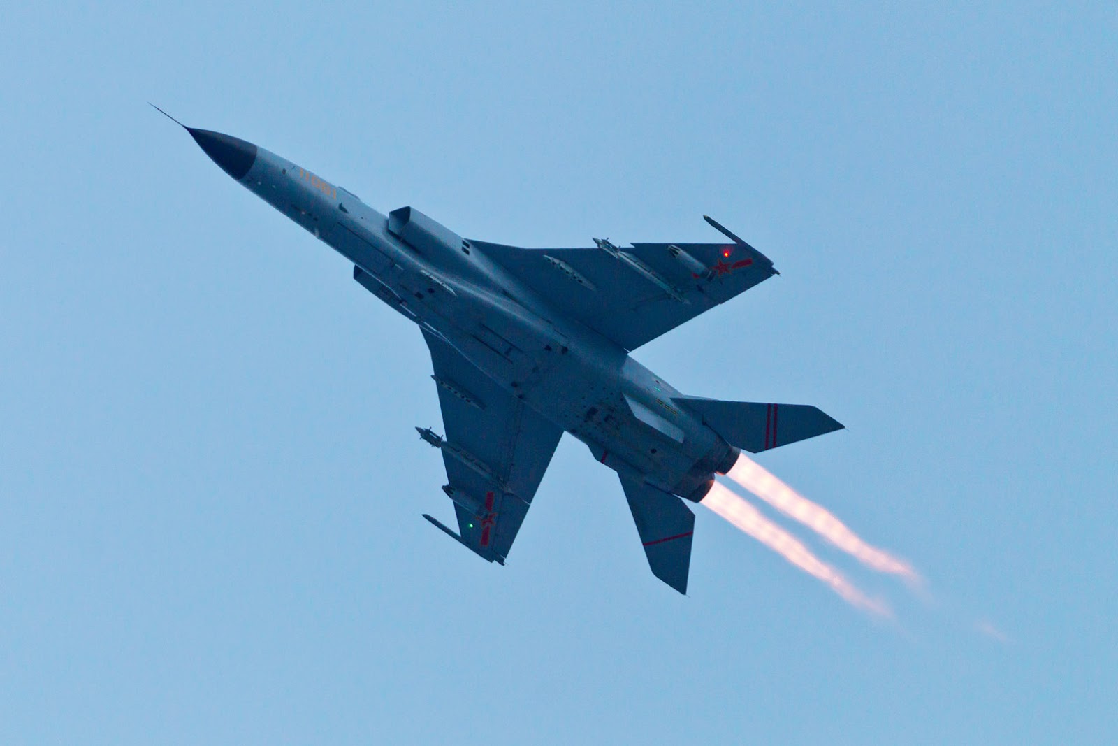 Chinese JH-7 Flying Leopard Fighter Attack Aircraft With Afterburners ...
