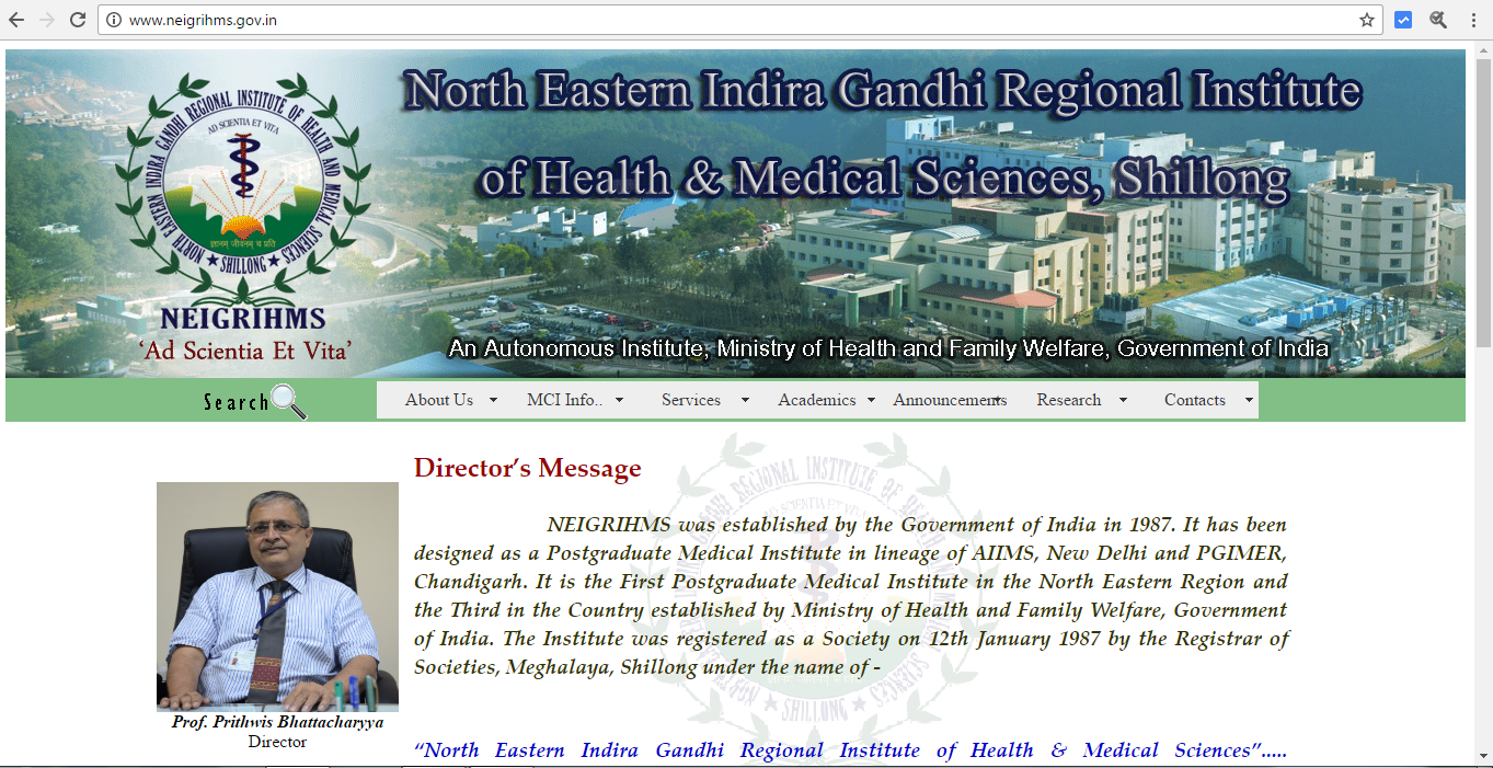 Associate Professor on adhoc basis in NEIGRIHMS - GovTrecruitment ...