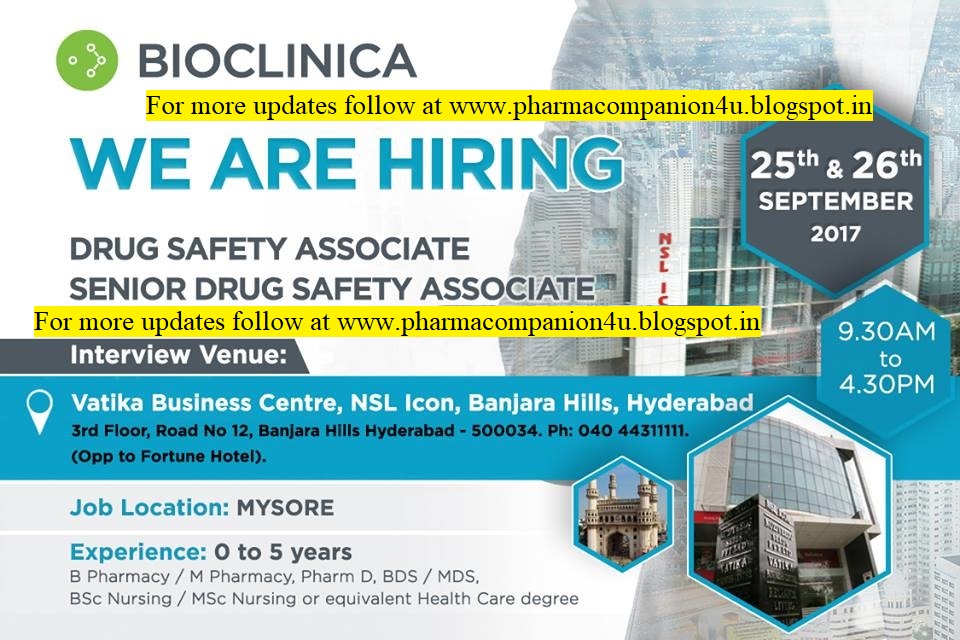 PHARMACOMPANION: WALK-IN FOR THE POSTS OF DRUG SAFETY ASSOCIATE AND ...