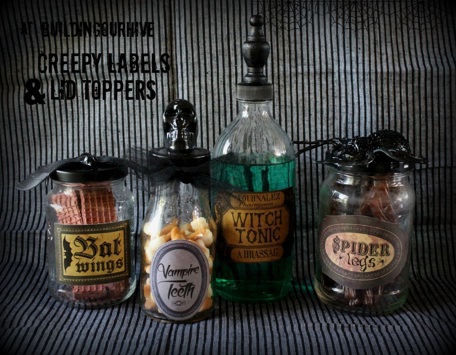 Creepy Halloween Labels and Lid Toppers