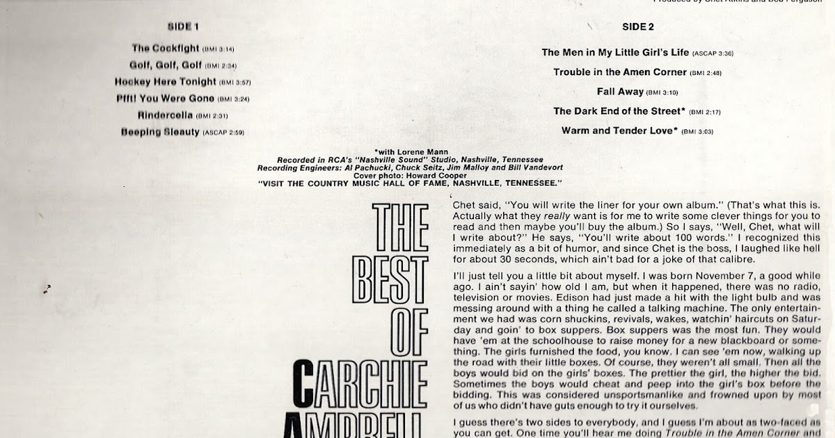 Vintage Stand-up Comedy: Archie Campbell - Best Of Archie Campbell 1970