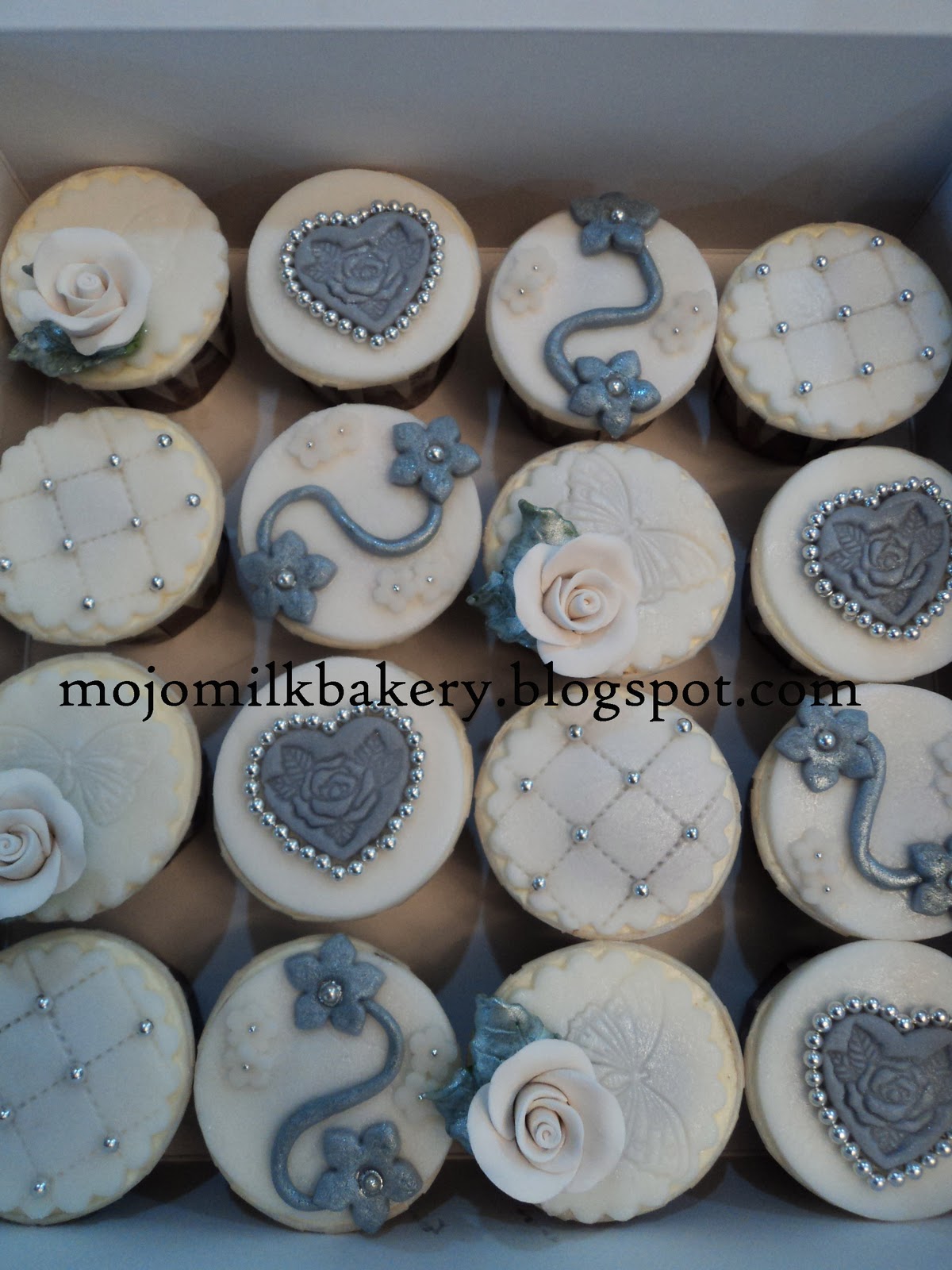 Mojo Milk Bakery: White, Silver & Grey cupcakes.