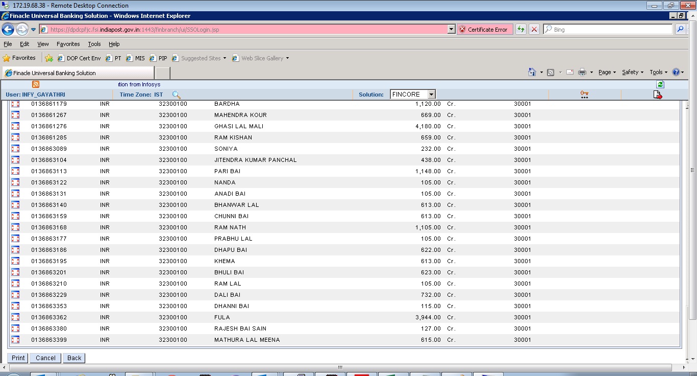 Procedure to inquire the BO accounts in DOP Finacle - POFINACLEGUIDE