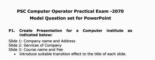 PowerPoint Model Question Set for Computer Operator Practical Exam | My ...