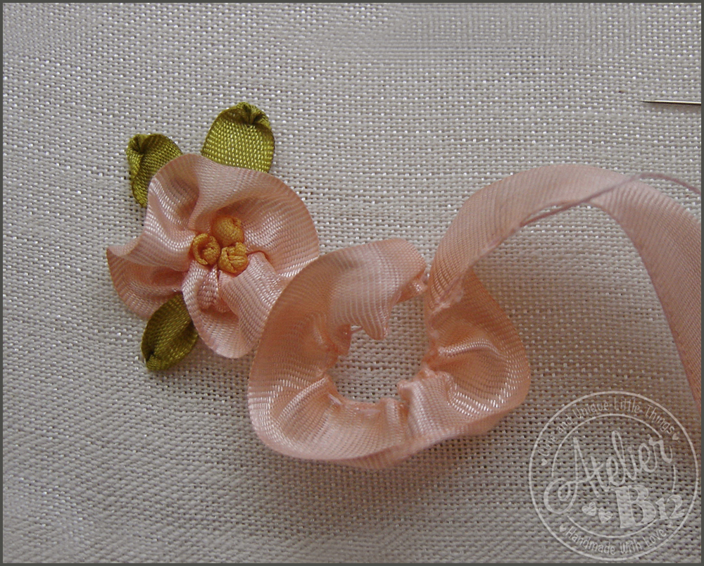 AtelierB12: Step by Step Silk Ribbon Embroidery - Peach Pink Rose