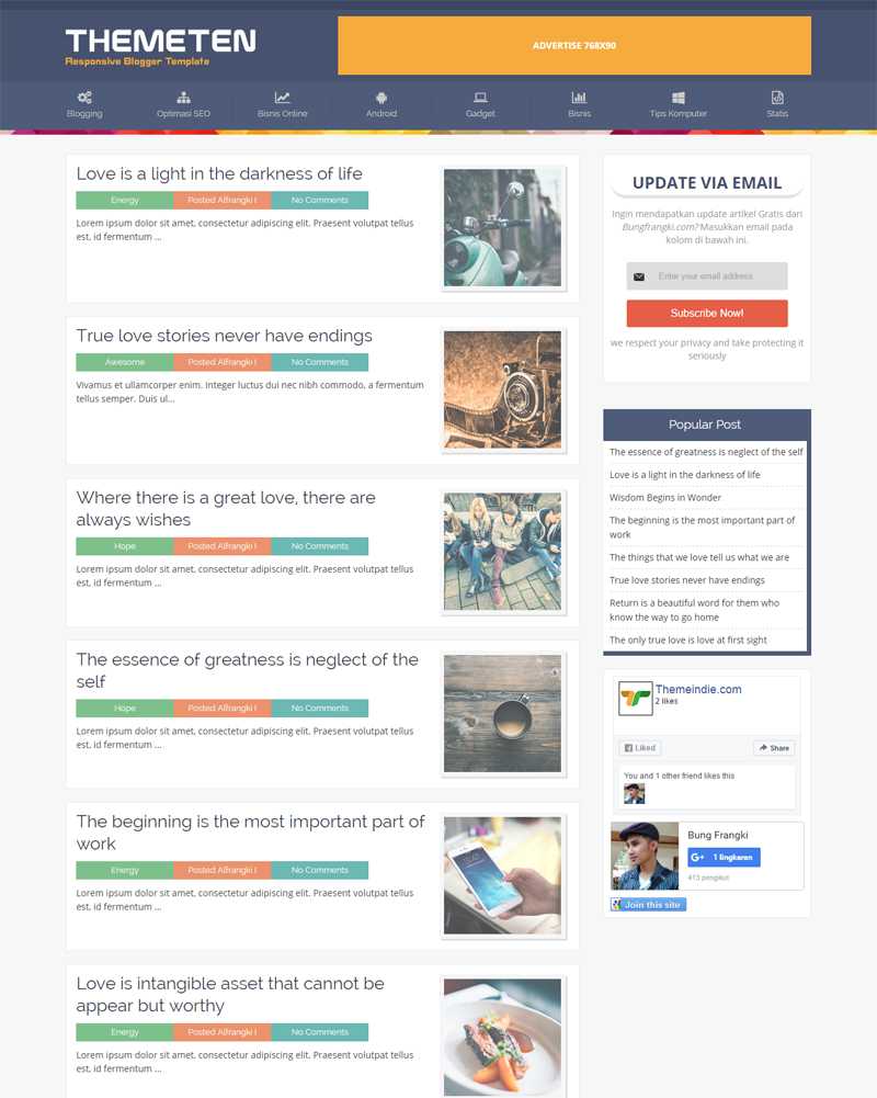 Themeten - Responsive and Mobile Friendly Blogger Template | Themeindie.com