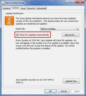 No update tab in java control panel - skyshery