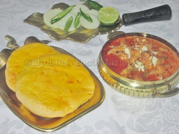 Shobha's Food Mazaa: SHEERMAL / SHIRMAL / SAFFRON FLAVOURED FLAT BREAD