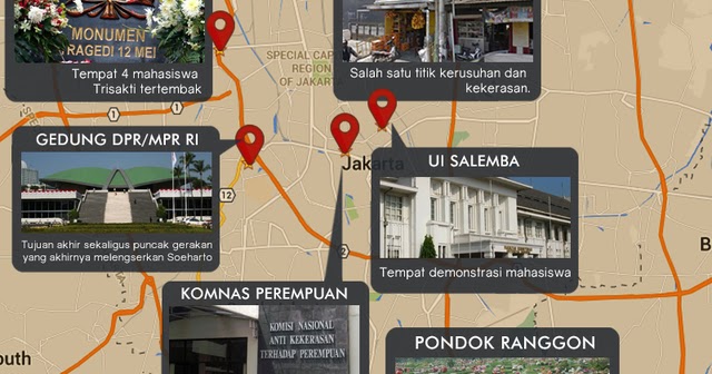 Original Hot News : Route of tragedy of riot 1998 in jakarta