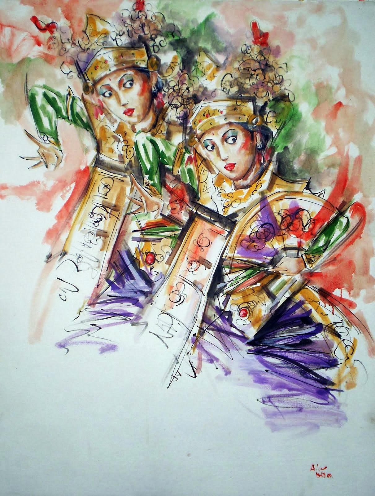 28 Karya Lukisan Tarian Bali yang Artistik