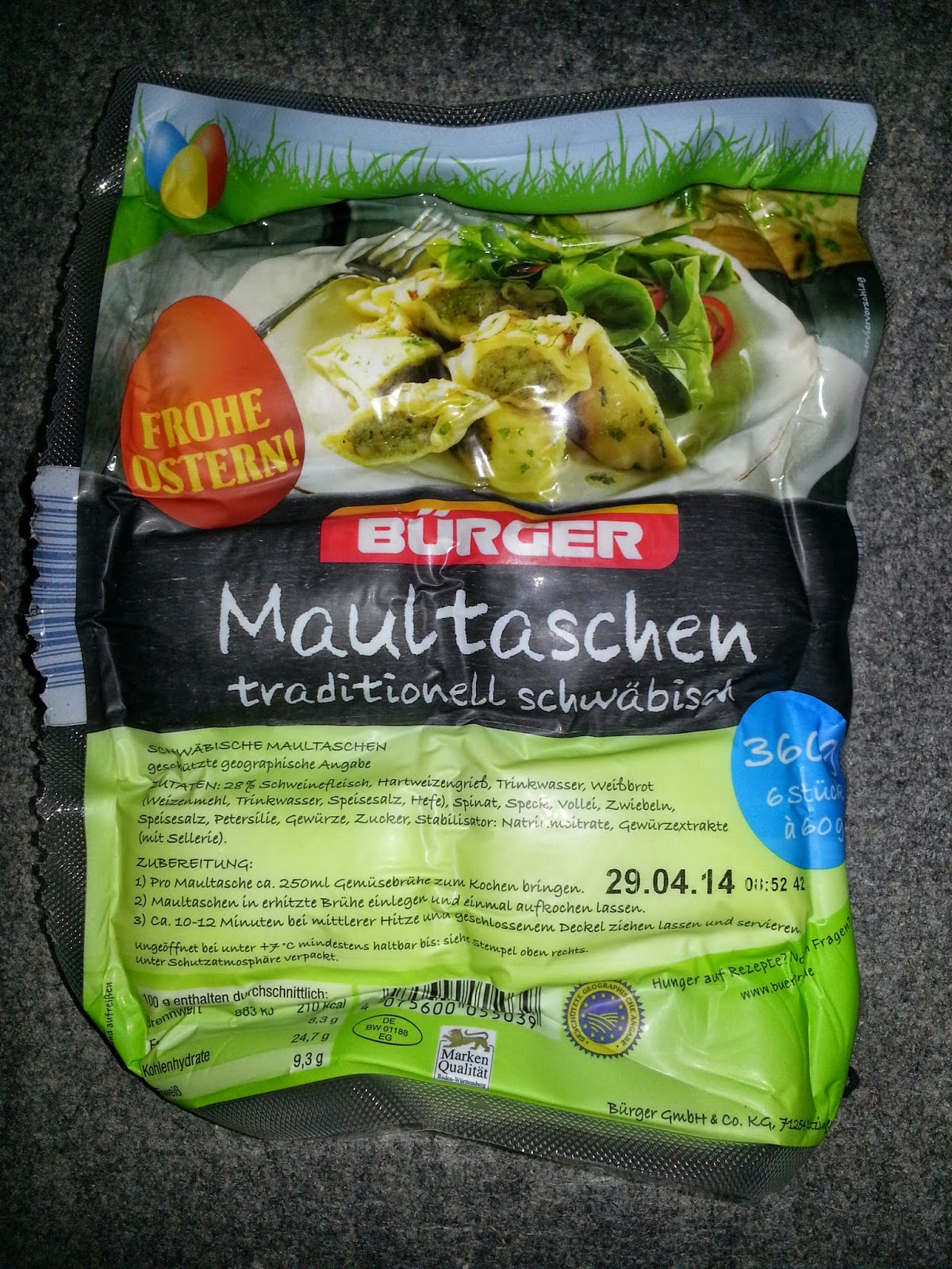 SPEISENundREISENtest: 16.04.14 Bürger Maultaschen