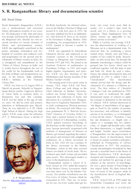 The Library Soup : S. R. Ranganathan: Library and Documentation ...