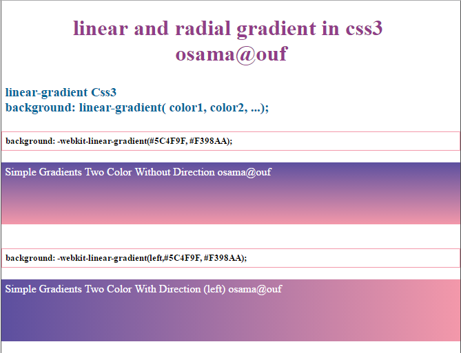 linear and radial gradient in css3 - Web Design