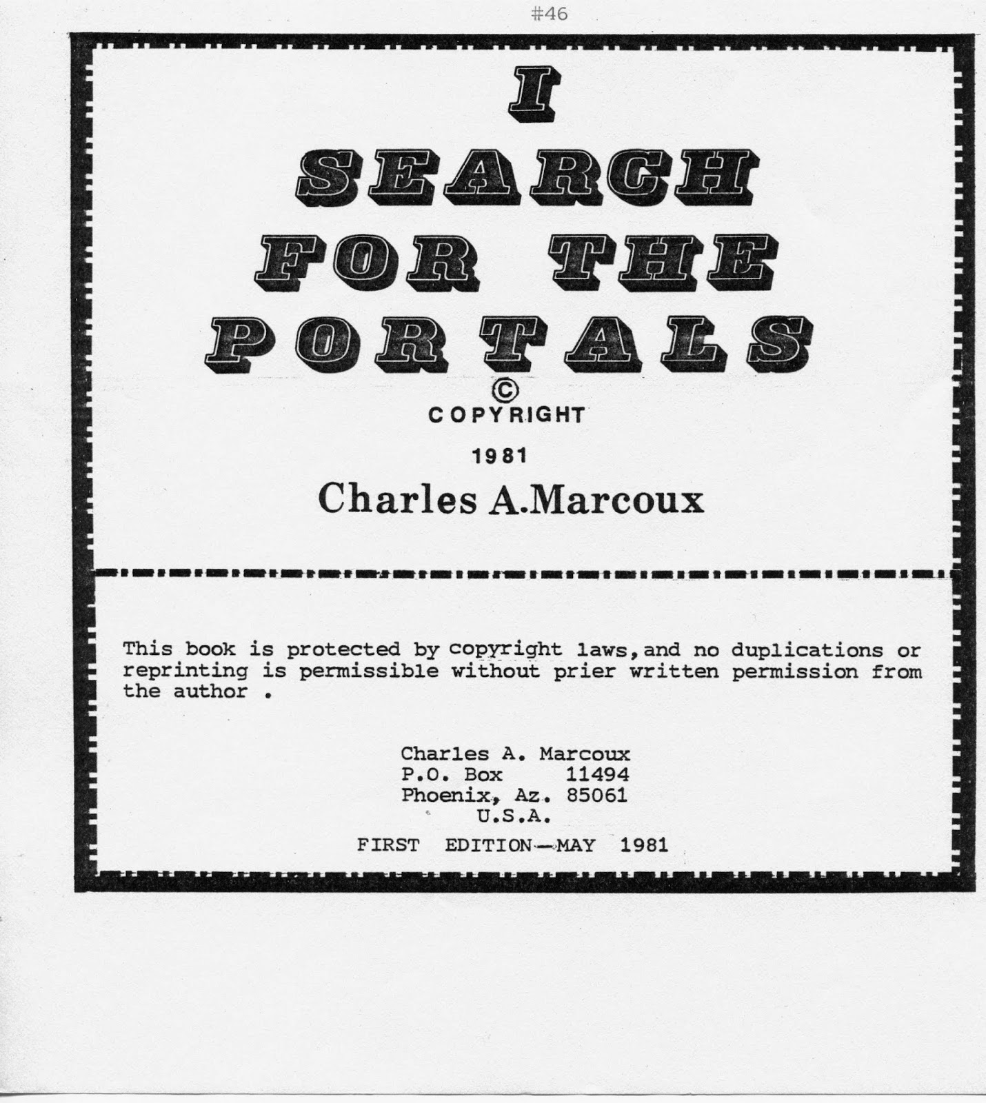 Charles A. Marcoux: I Search for the Portals