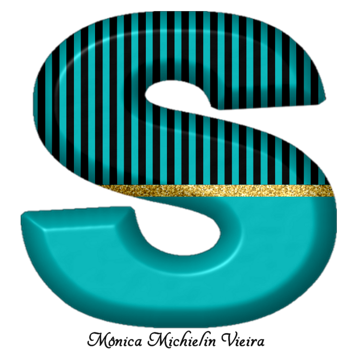 M. Michielin Alphabets: ALFABETO AZUL TIFFANY (AZUL ESVERDEADO) PNG