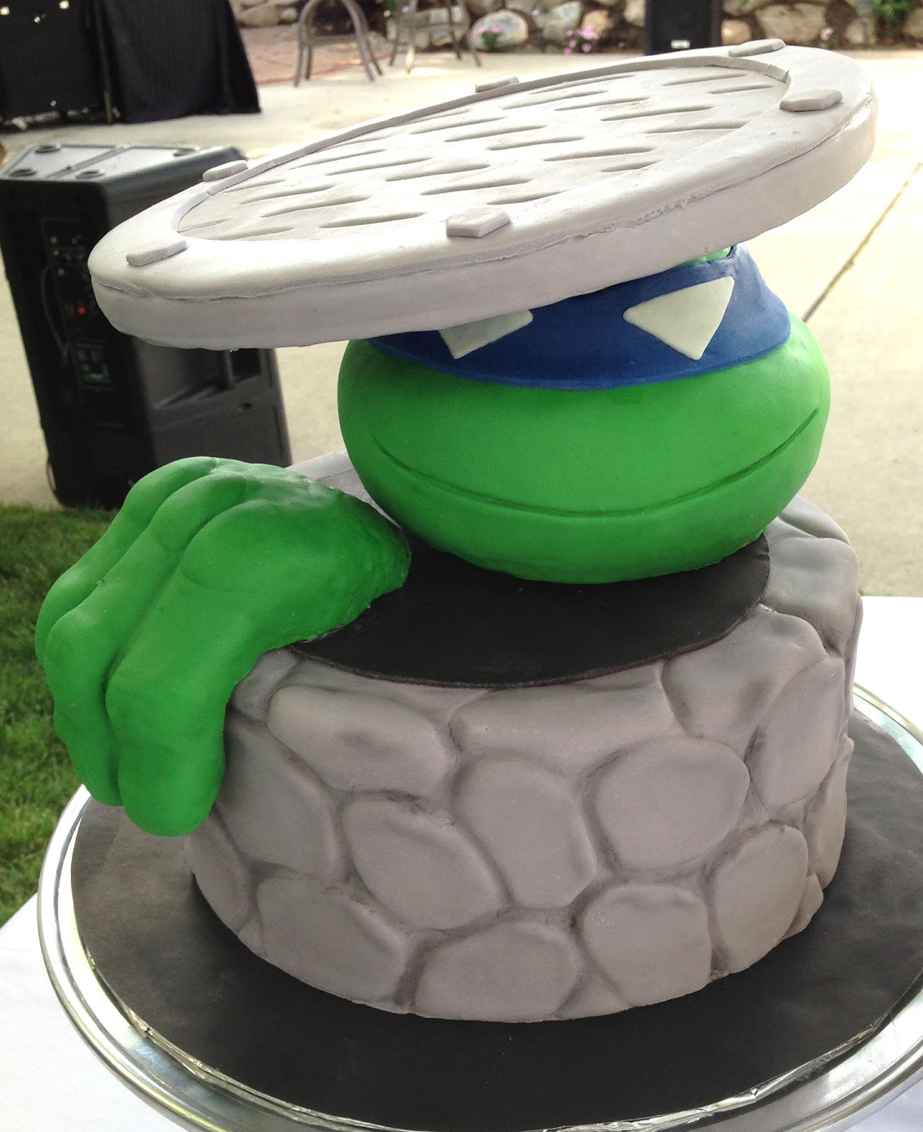 The Cake Market: White Wedding Cake and Ninja Turtle Groom's Cake