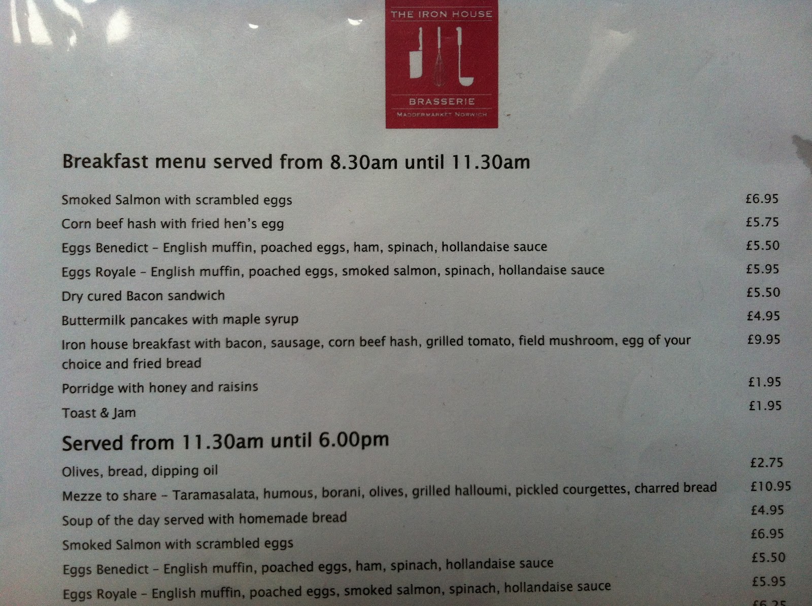 The Fry up Inspector: The Iron House - Norwich