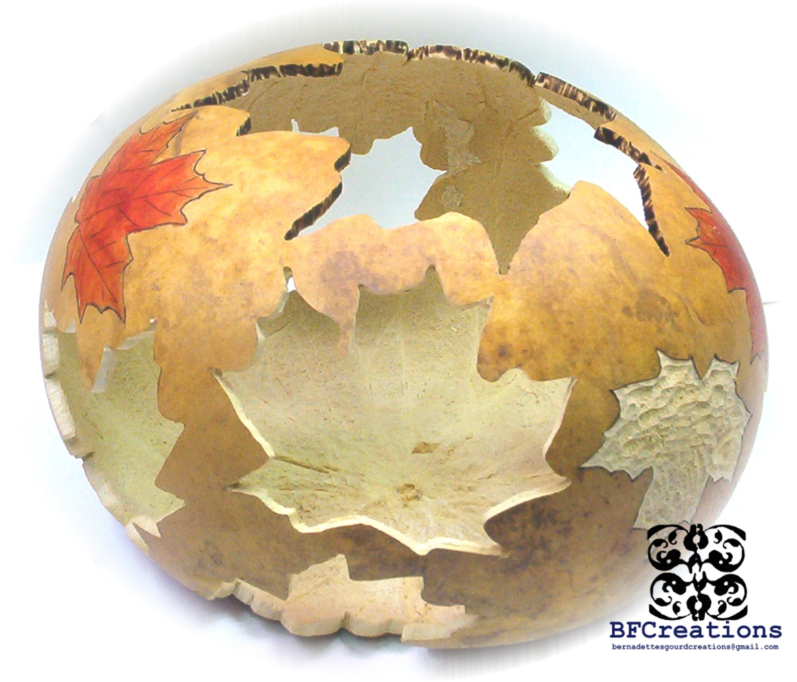 Bernadette's Gourd Creations: Leaves, Leaves, Leaves in Gourd Art