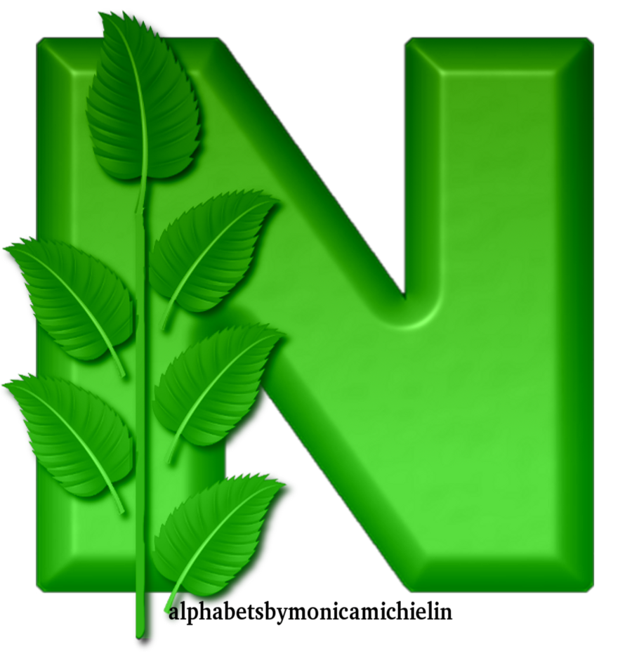 M. Michielin Alphabets: ALFABETO FOLHAS VERDES, GREEN LEAVES ALPHABET