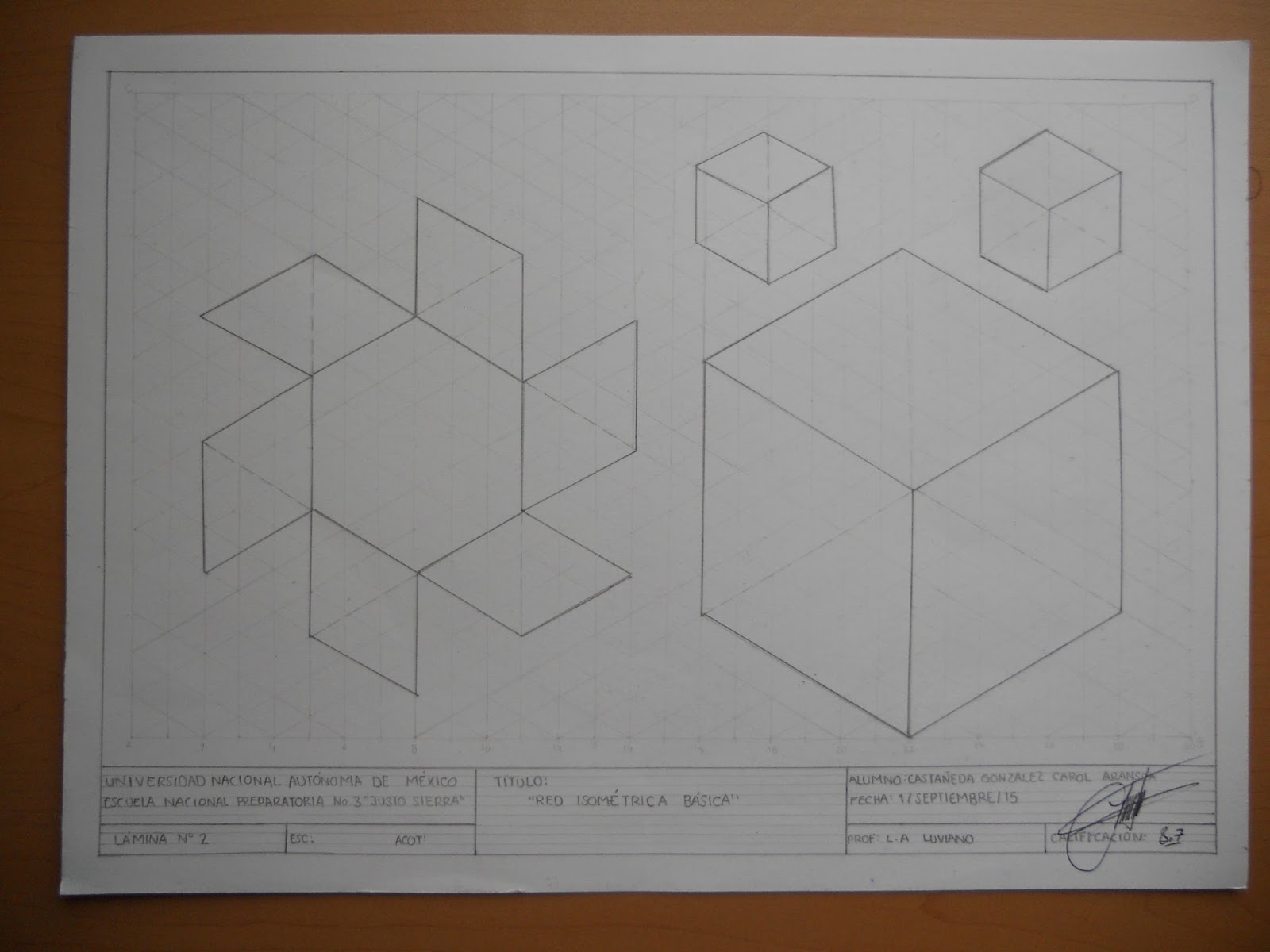 DIBUJO CONSTRUCTIVO II : LÁMINA 2, RED ISOMÉTRICA BÁSICA