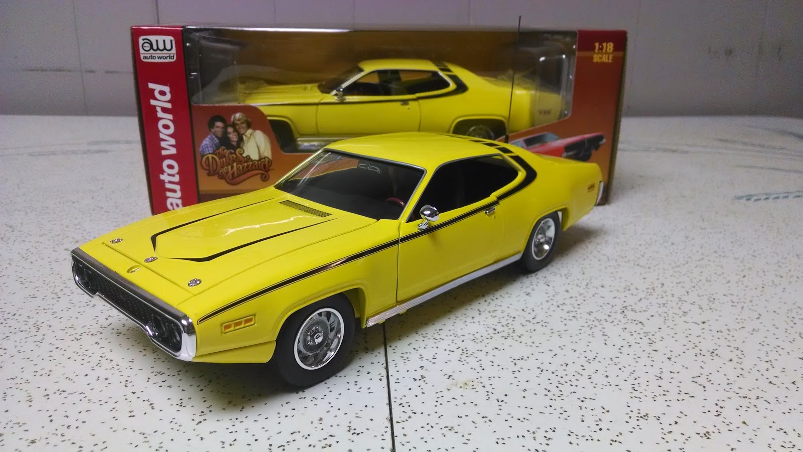 Dukes of Hazzard Collector: Auto World's 1/18 Daisy Duke 1971 Plymouth ...