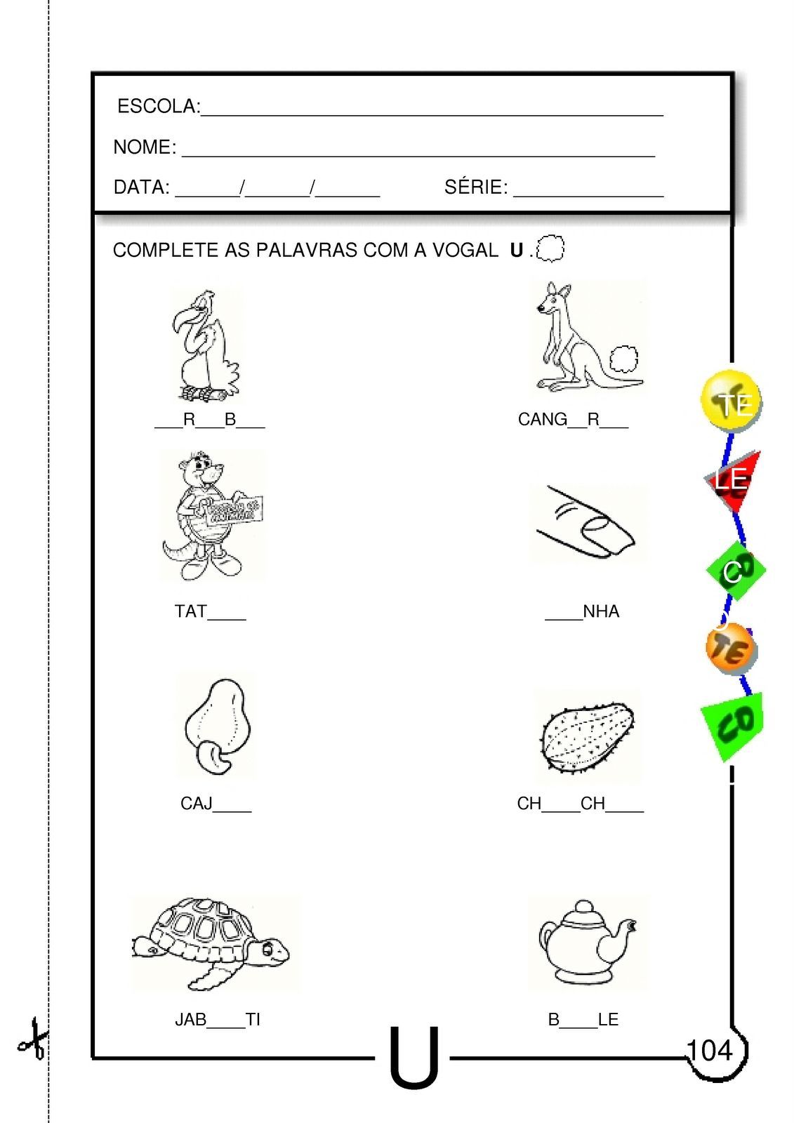 Atividades com a vogal U - atividades com vogais-ESPAÇO EDUCAR