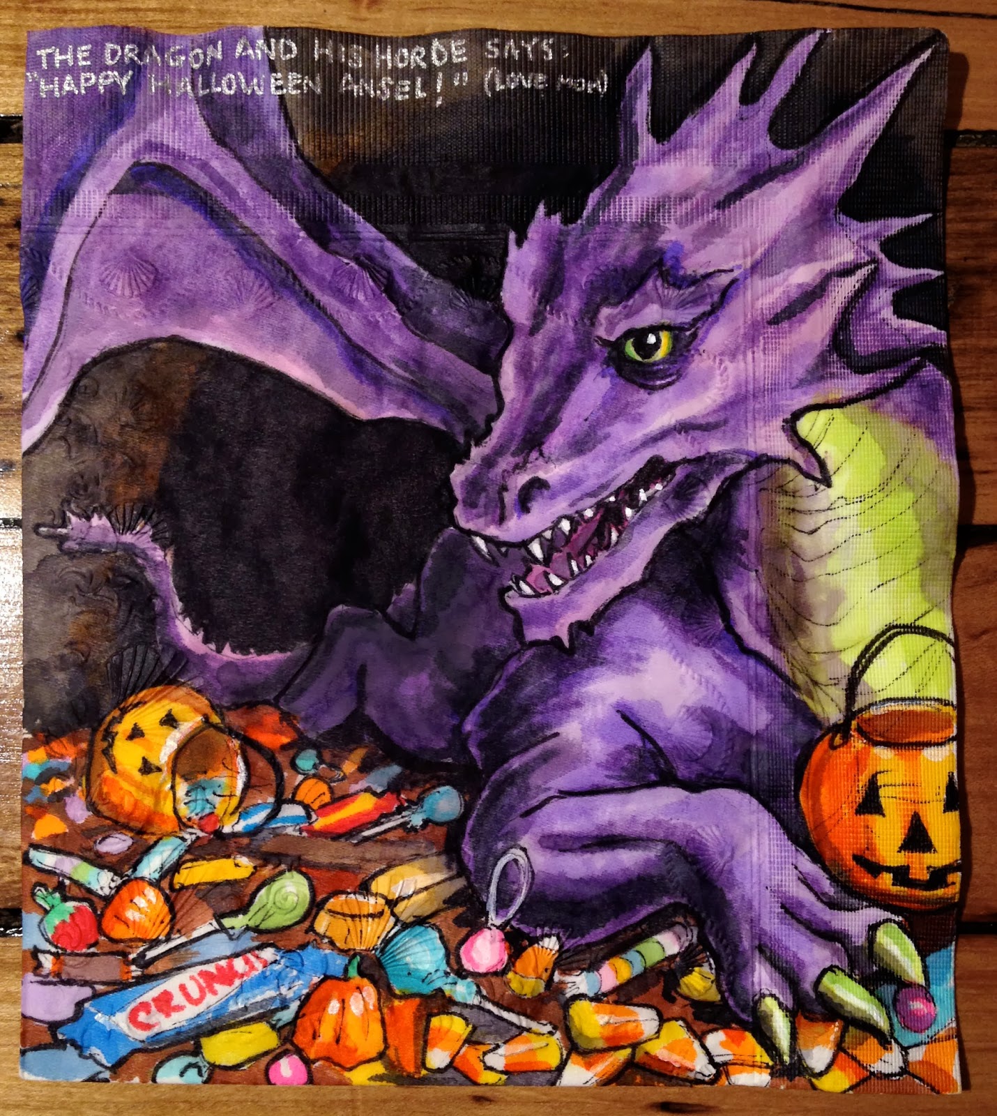 Daily Napkins: Halloween Dragon with Candy Horde