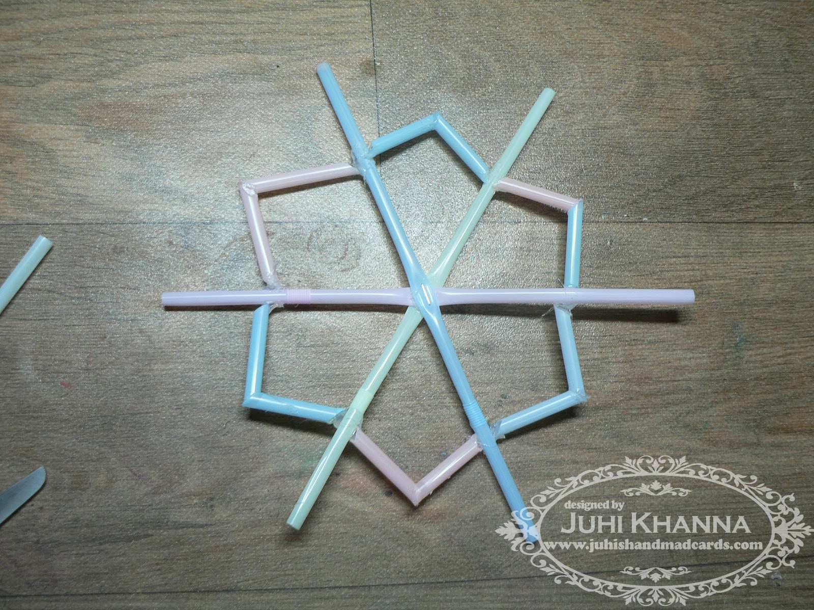 Juhi's Handmade Cards: Handmade plastic straw snowflake tutorial
