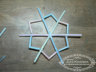 Juhi's Handmade Cards: Handmade plastic straw snowflake tutorial