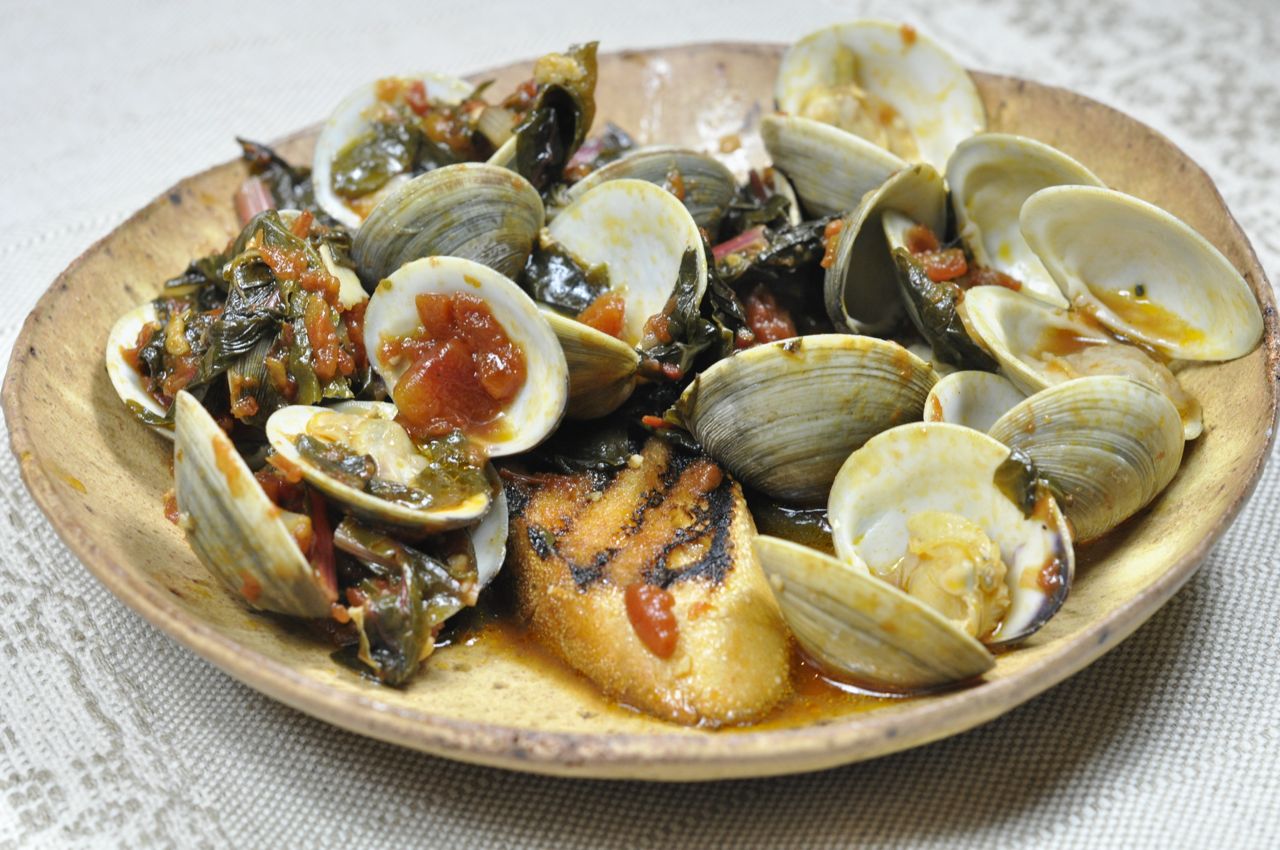 Clam Stew with Greens and Tomatoes - Ciao Chow Linda