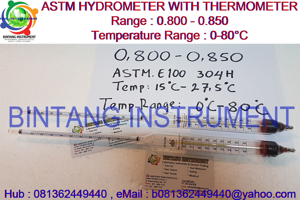 .: 081362449440 Jual ASTM Hydrometer with thermometer Range 0.800 – 0. ...