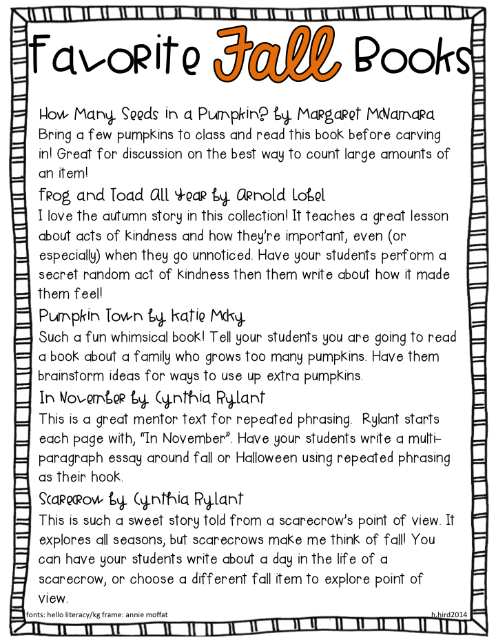 Favorite Fall Books and Lesson Ideas - Owl-ways Be Inspired