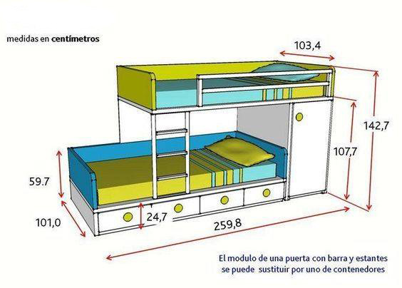 Planos para literas, camas dobles o cuchetas para niños
