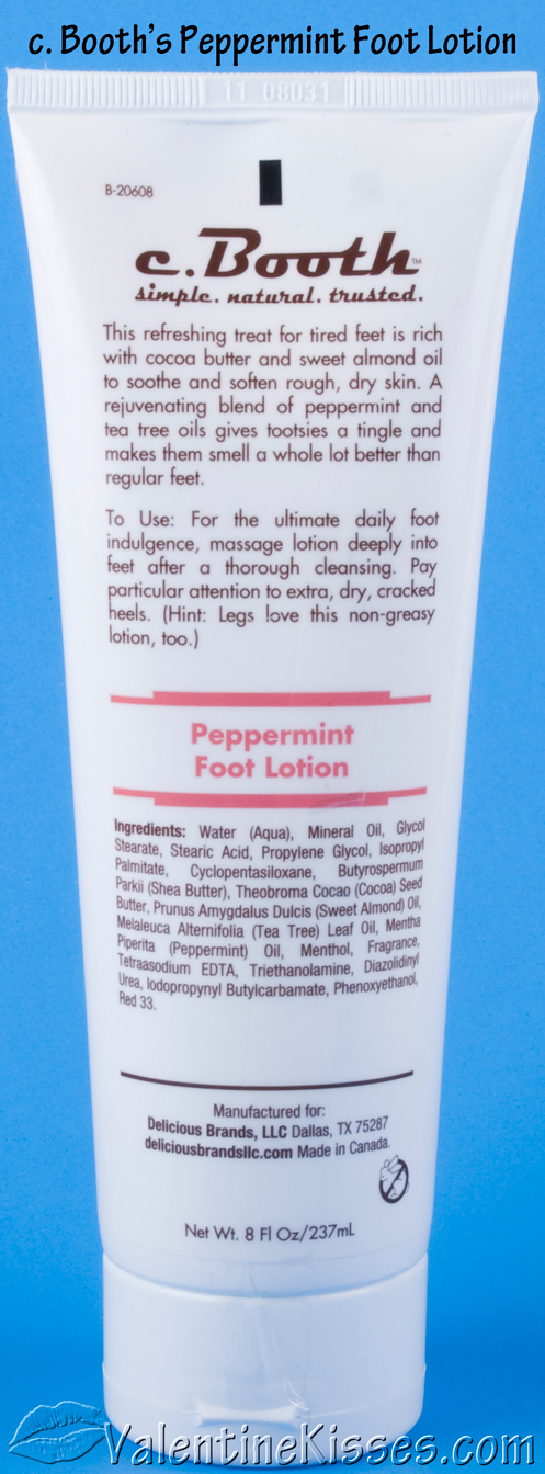 Valentine Kisses: c. Booth's Peppermint Foot Lotion: pics, review