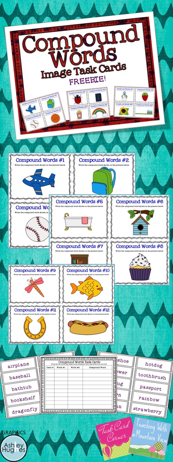 Classroom Freebies Too: Compound Words Task Card Freebie