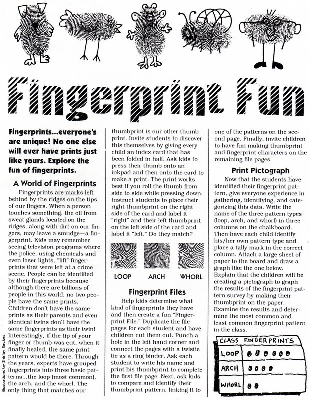 ELEMENTARY SCHOOL ENRICHMENT ACTIVITIES: CLASSY PRINTS - FINGERPRINTING