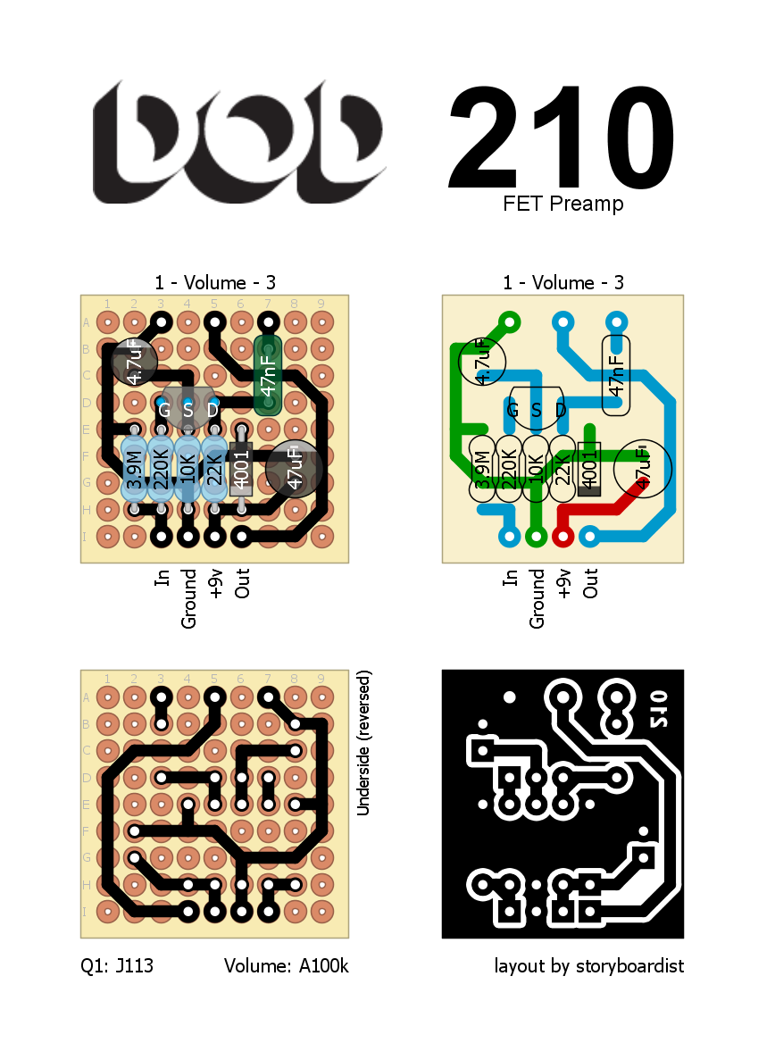 Perf and PCB Effects Layouts: DOD 210 FET Preamp