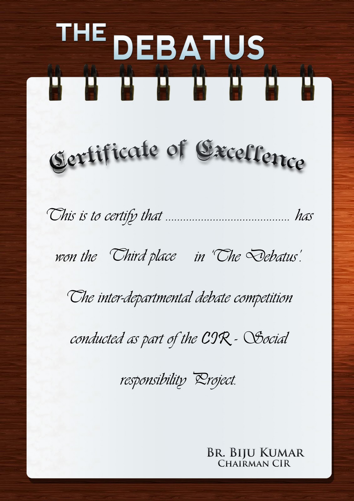 Debate Competition Certificate