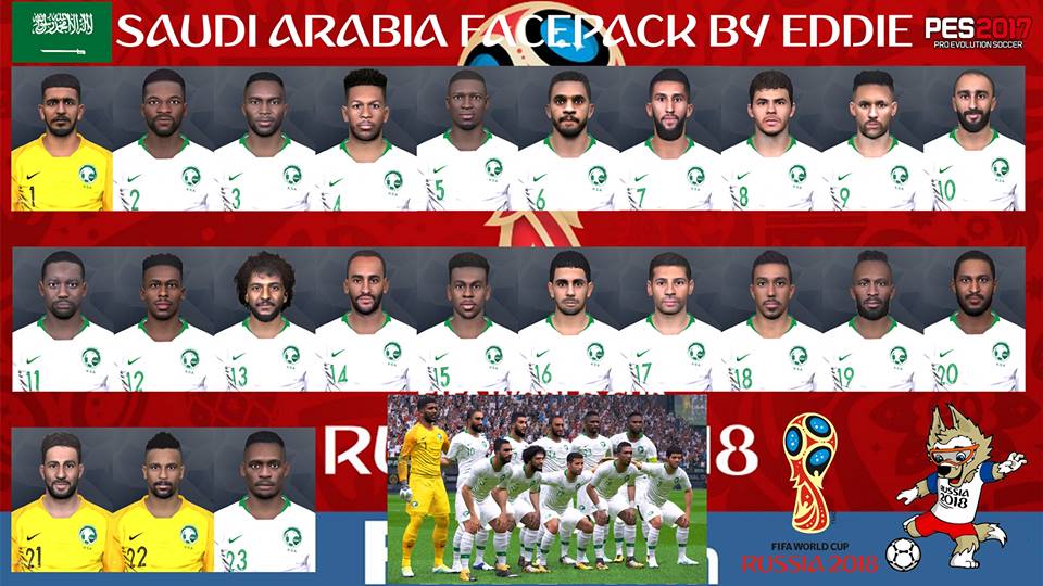 PES 2017 Facepack Saudi Arabia National Team World Cup 2018 by Eddie ...