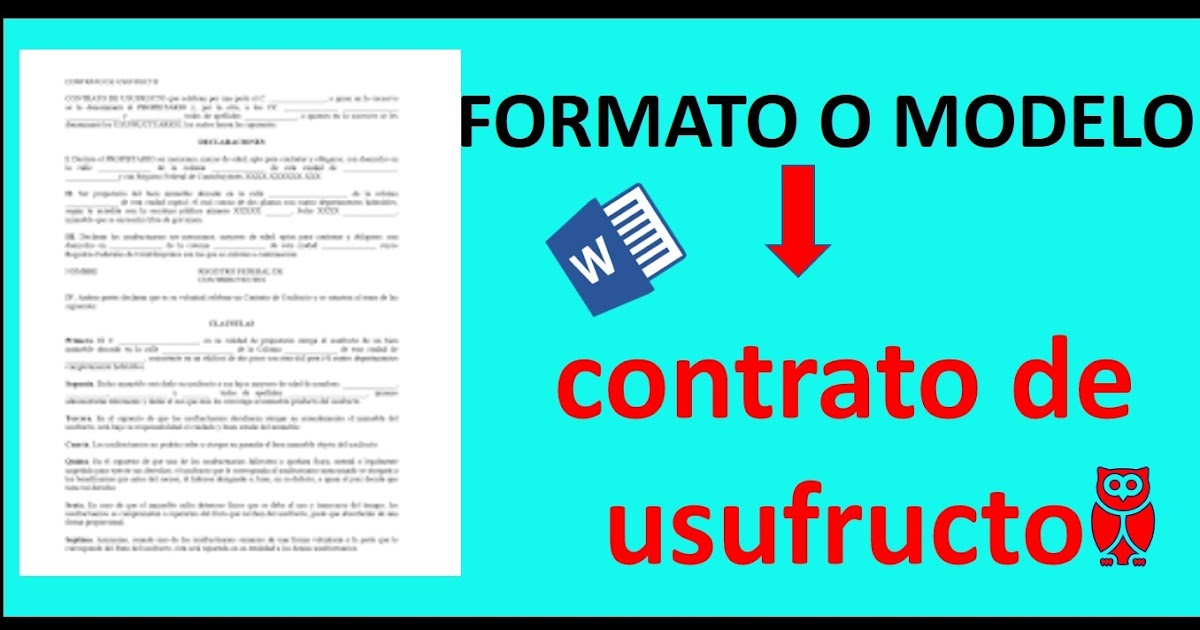 CONTRATO DE USUFRUCTO: Formato o Modelo | Juristas Eternos