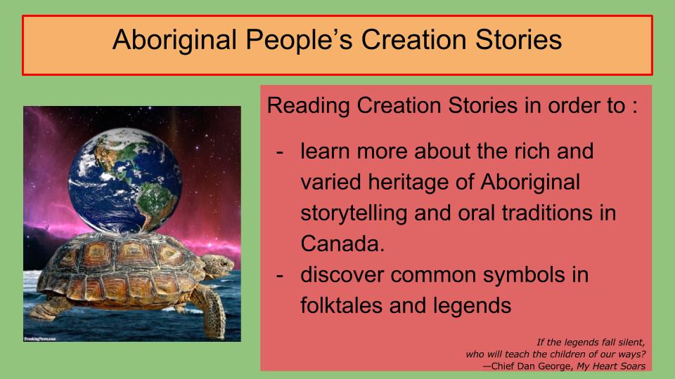 Ms Rashid: Social Studies - Aboriginal Creation Stories