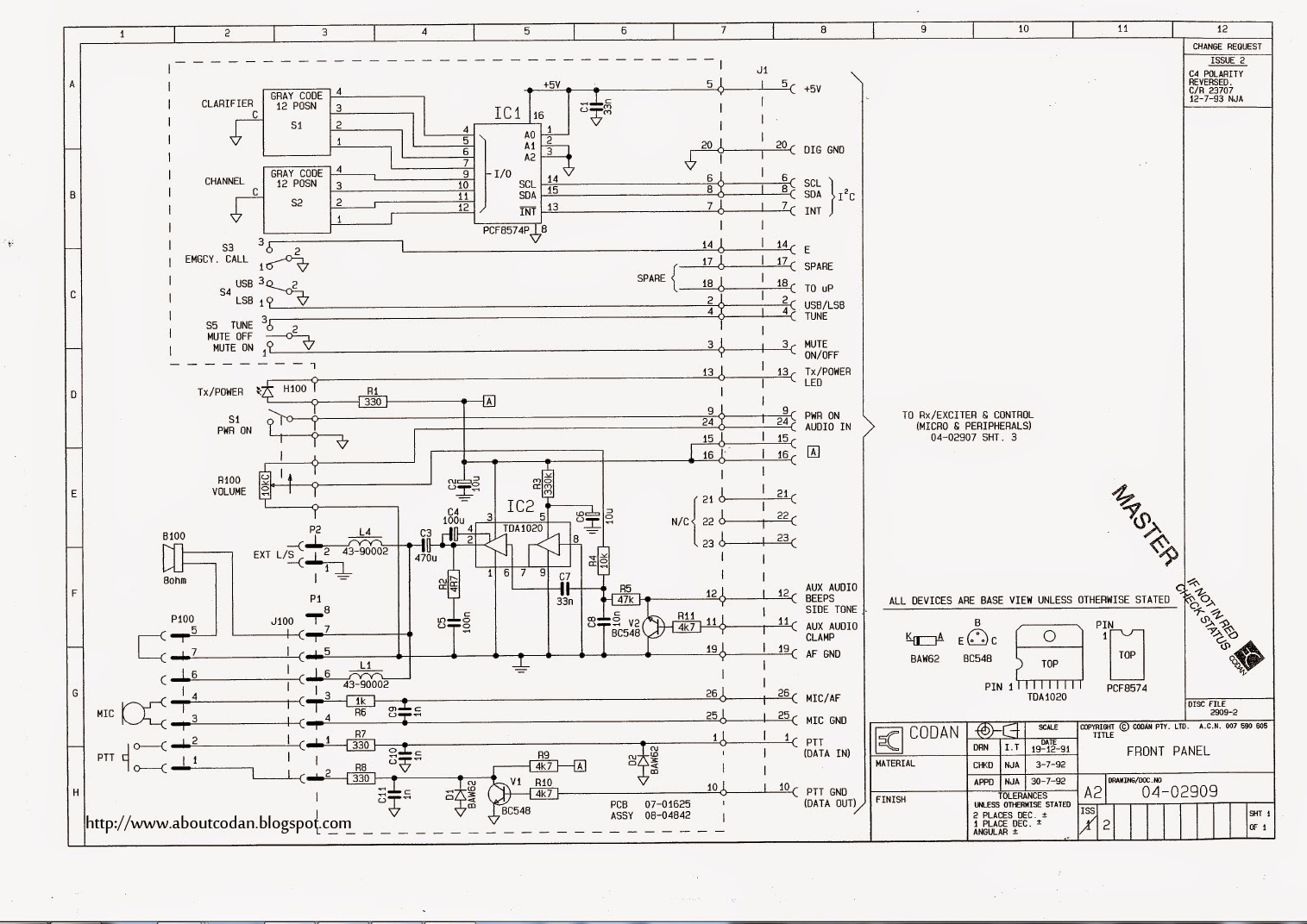 Everything about CODAN: Codan X2 (9105) Front Panel schematic