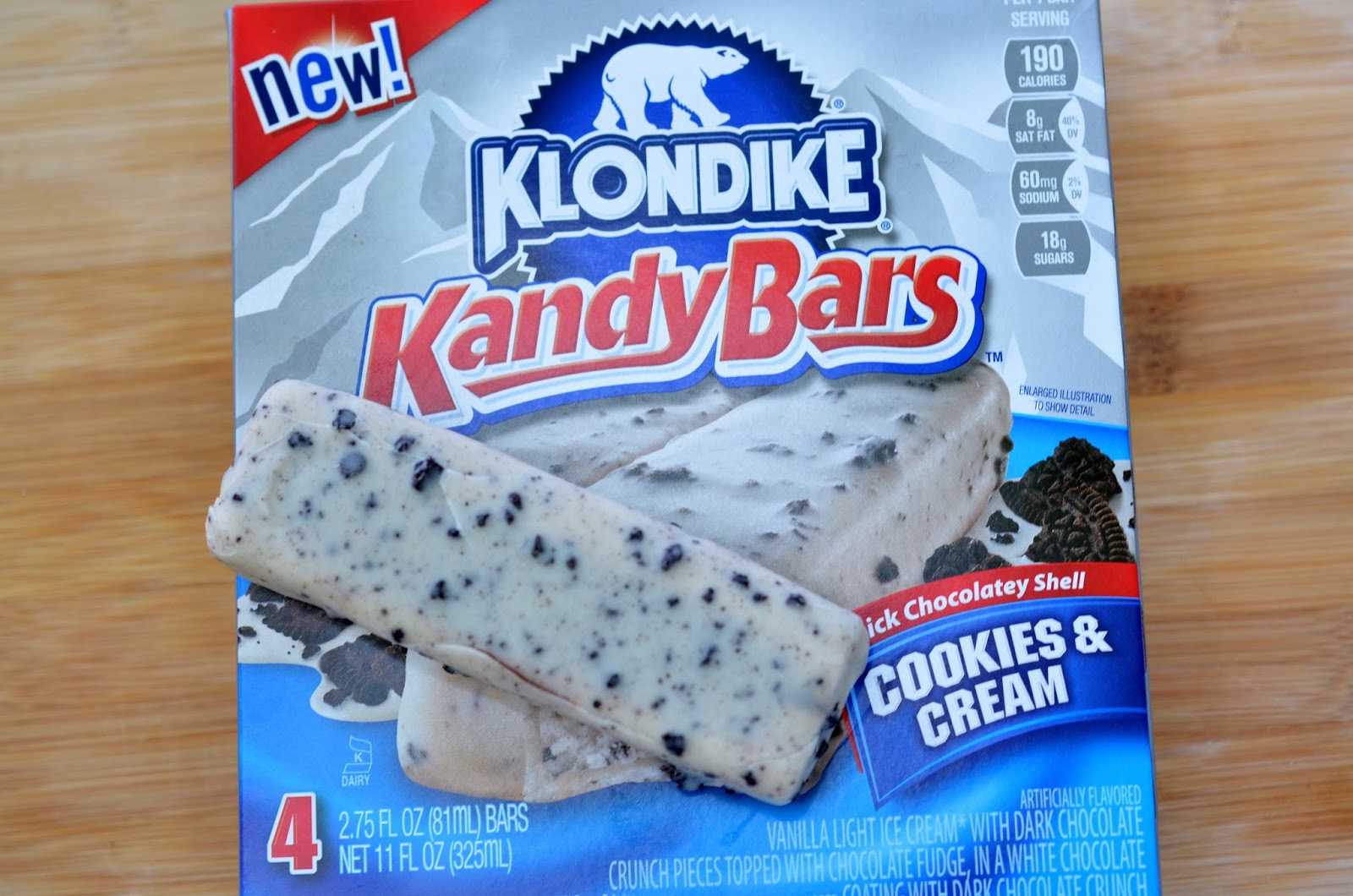 food and ice cream recipes: REVIEW: Klondike Cookies & Cream Kandy Bars