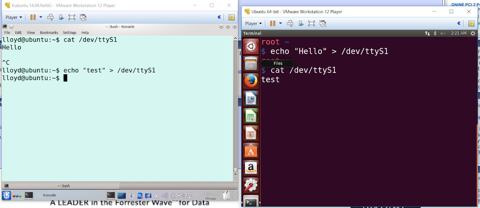 Connecting Serial ports of two Ubuntu VMWare Virtual Machines