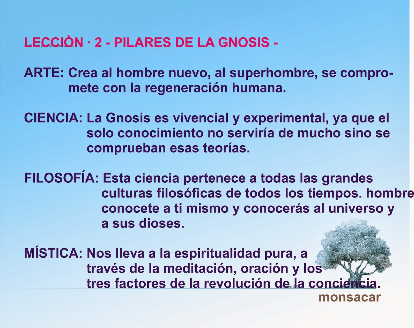 Enseñanzas Espirituales Orion: GNOSIS - LECCION 1 AL 3