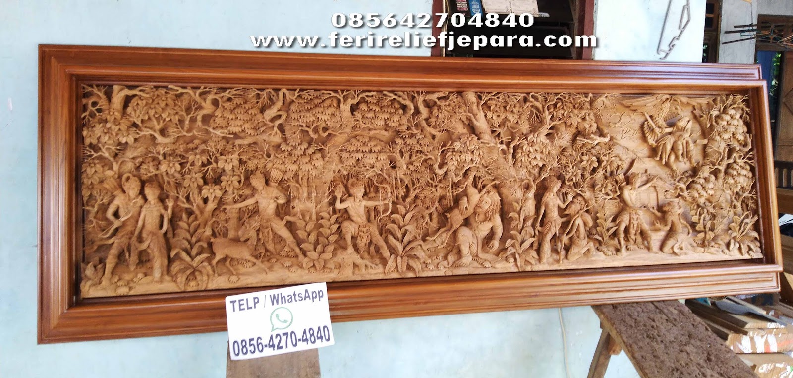 Ukiran Relief Ramayana kayu jati Jepara - UKIR RELIEF 3 DIMENSI JEPARA